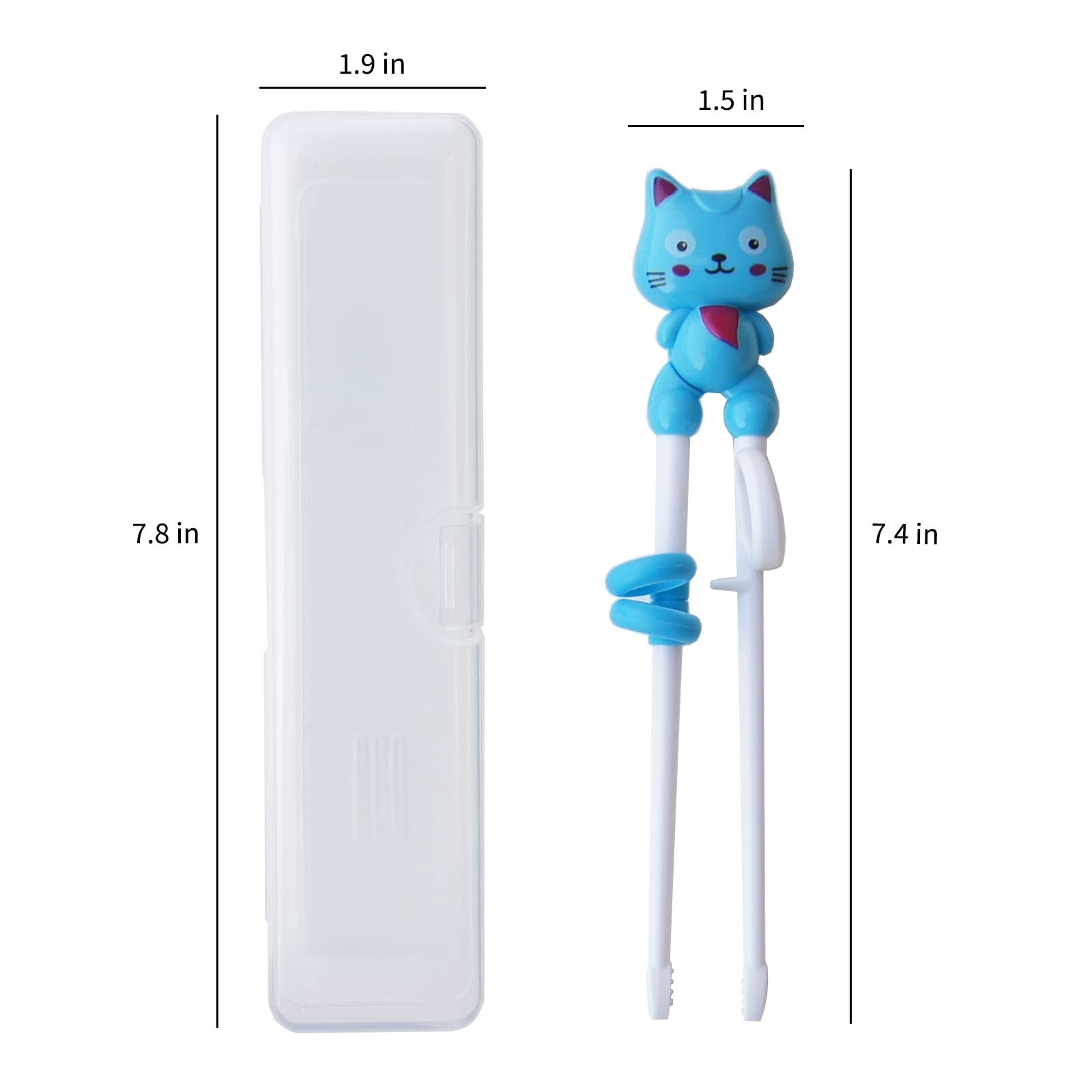 Chopsticks for Kids, 1 Pair Training Chopsticks for Kids, Cute Cat Learning Practice Chopsticks with Case