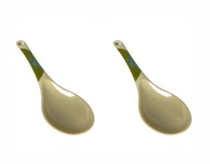 japanbargain 2345, set of 2 serving spoons japanese soup serving spoons chinese soup serving spoons rice serving spoons table serving spoons, green melamine