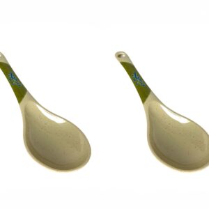 JapanBargain 2345, Set of 2 Serving Spoons Japanese Soup Serving Spoons Chinese Soup Serving Spoons Rice Serving Spoons Table Serving Spoons, Green Melamine