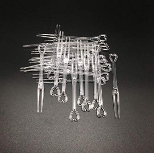 JQYXSS 200 Pieces Disposable Plastic Cocktail Forks Fruit Forks Cocktail Food Pick Party Supplies Plates Picks Dessert Forks Cake Forks