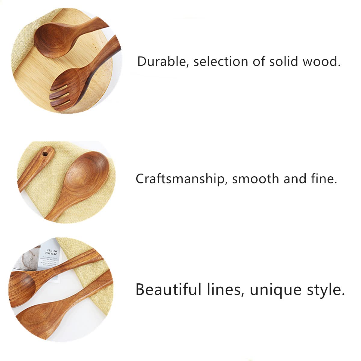 Salad Tongs, 2 PCS Salad Servers, Wooden Acacia Salad Servers with Salad Spoon and Fork, Spoon Long Handle Salad Server Set Kitchen Cooking