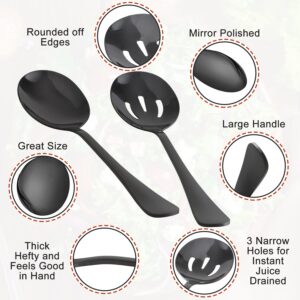 18 Pieces Stainless Steel Serving Utensils Set, Large Serving Spoons Serving Forks Serving Tongs Soup Ladle Salad Spoon Buffet Serving Utensils for for Kitchen Party Supply Dishwasher Safe, Black