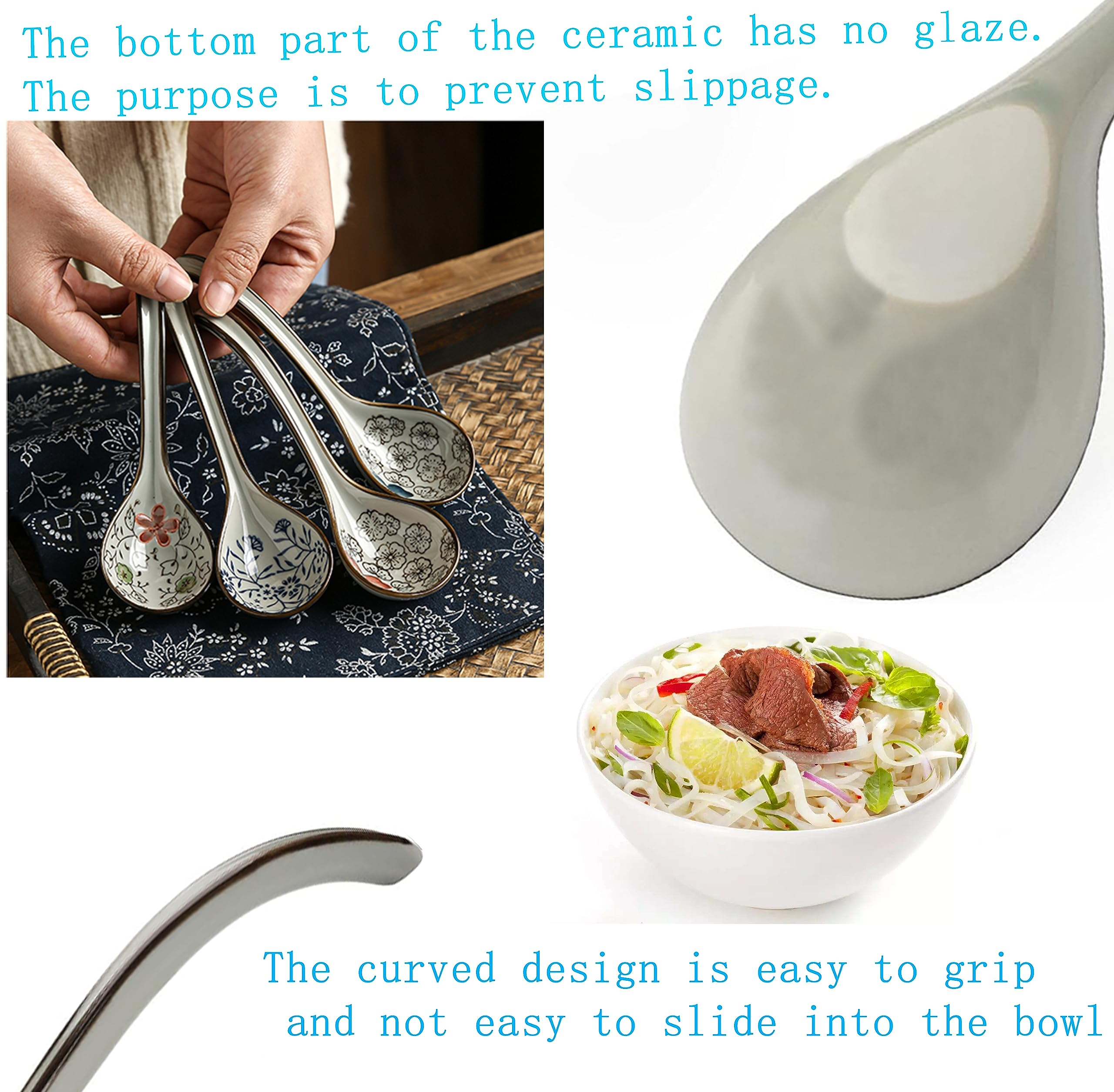 Ceramic Soup Spoon 4 pcs Hand-Made