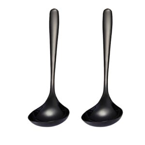 mbbitl 2-pack black soup ladle 304 stainless steel spoon kitchen serving sauce server