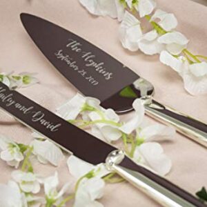 Lenox Devotion Personalized Wedding Cake Knife and Server Set, Custom Engraved Wedding Cake Cutting Set, Engagement Gifts and Accessories for Bride and Groom