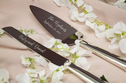 Lenox Devotion Personalized Wedding Cake Knife and Server Set, Custom Engraved Wedding Cake Cutting Set, Engagement Gifts and Accessories for Bride and Groom