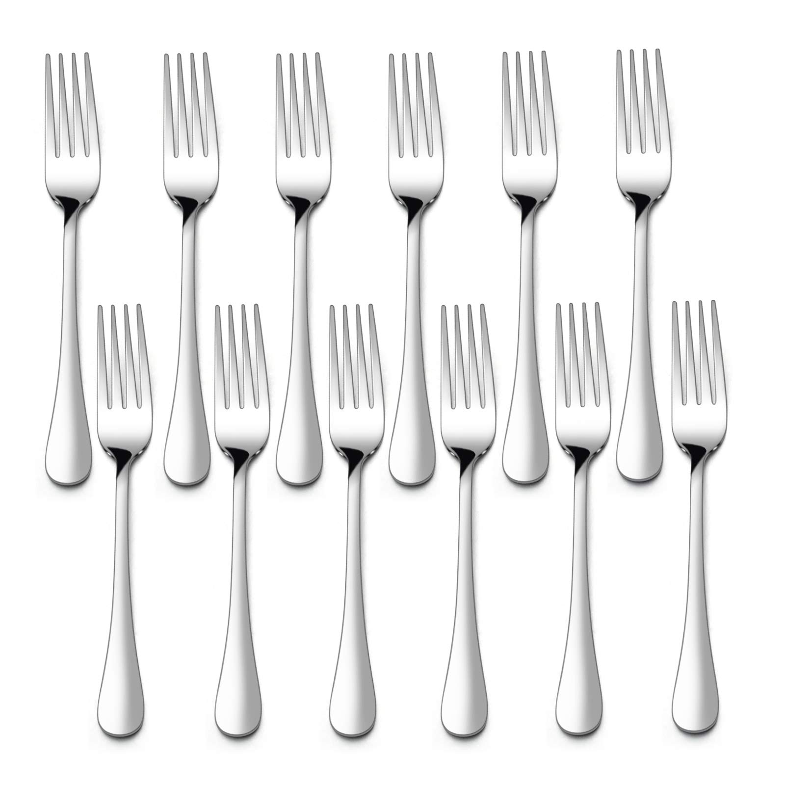 E-far Salad Forks Set of 12, Appetizer Dessert Forks Stainless Steel, Silverware Flatware Small Forks, Mirror Finish, Dishwasher Safe, 6.7-Inch