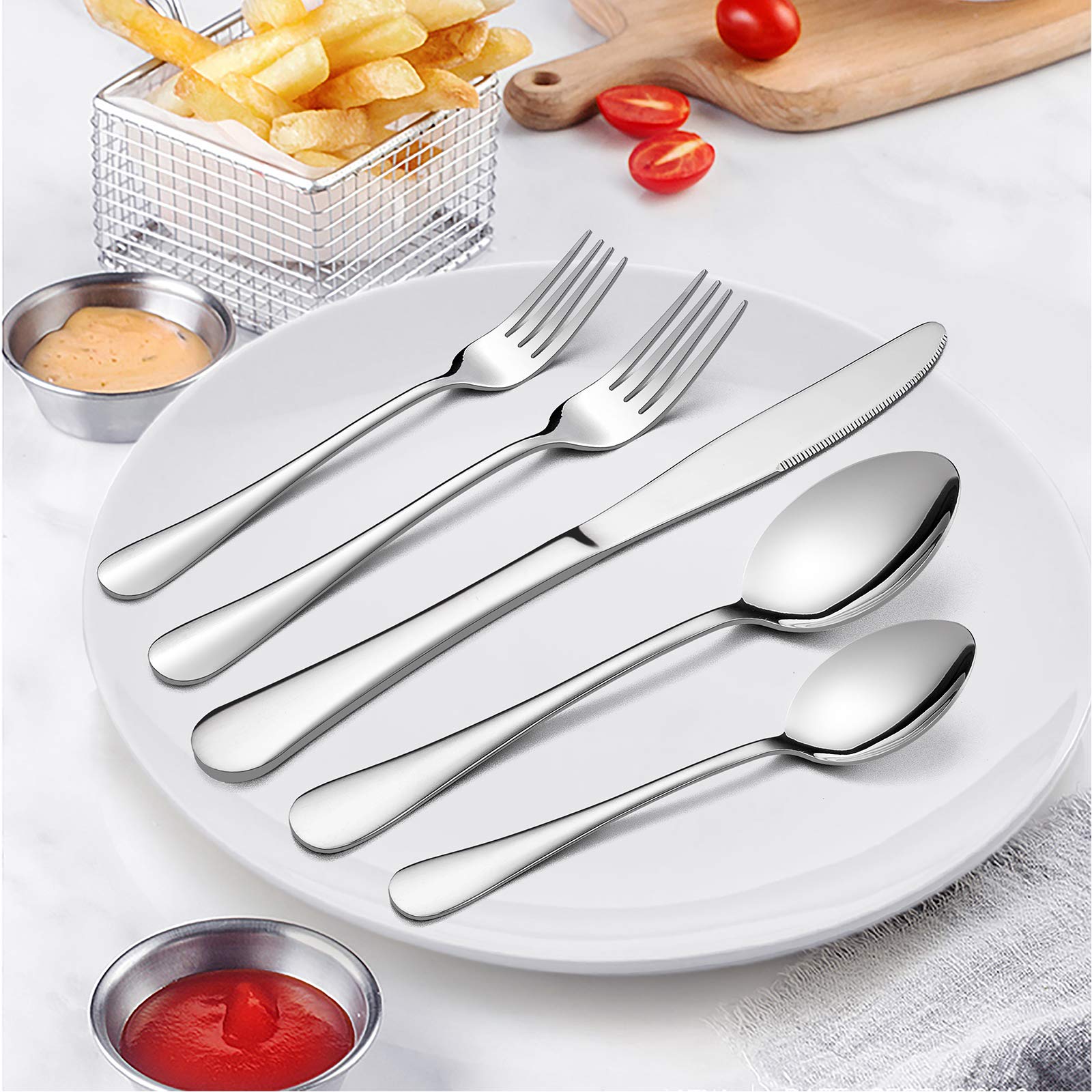 E-far Salad Forks Set of 12, Appetizer Dessert Forks Stainless Steel, Silverware Flatware Small Forks, Mirror Finish, Dishwasher Safe, 6.7-Inch