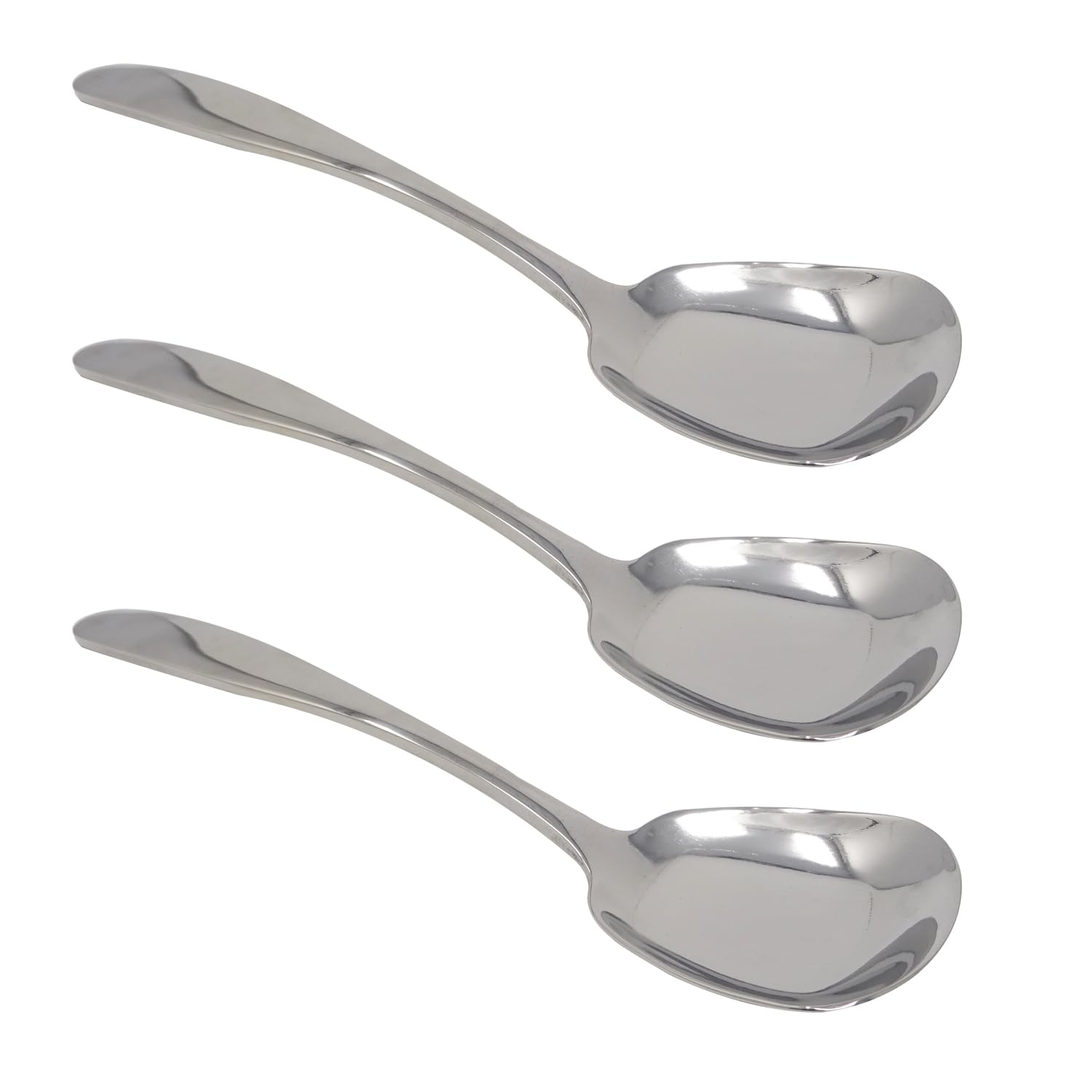 Honbay 3PCS Fashion Korean style Thick Heavy Weight Stainless Steel Soup Spoons Table Spoons Dinner Spoons Rice Spoons Flat Square Spoon