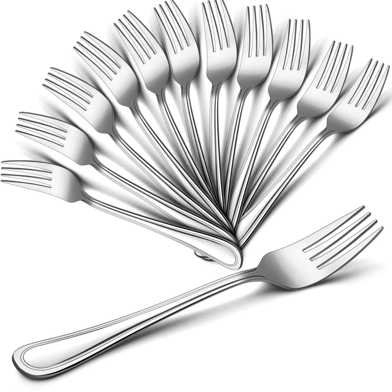 Dinner Forks Set of 12, E-far 7.9 Inch Stainless Steel Forks for Home, Kitchen or Restaurant, Non-toxic & Mirror Polished, Easy to Clean & Dishwasher Safe