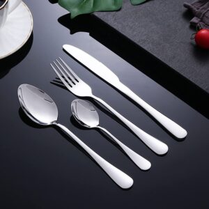 24-piece stainless steel flatware set,dinner forks cutlery set,for home kitchen restaurant,mirror polished, dishwasher safe