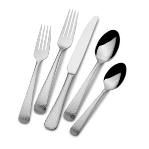 mikasa hammered opulent flatware, 75 piece set, silver