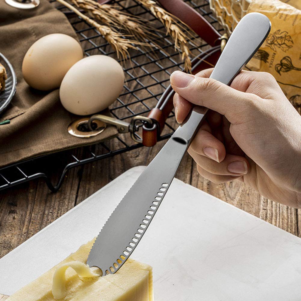 smylls Stainless Steel Butter Spreader Knife, 3 in 1 Kitchen Gadgets, Curler, Butter Grater, Multi-Function Butter Spreader and Grater with Serrated Edge（3 Pack）