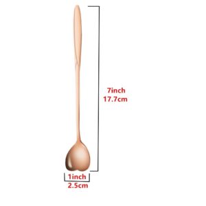 Falytemow 304 Stainless Steel Spoons for Coffee Tea Dessert Drink Mixing Milkshake Spoon Tableware Pack of 8 (8pcs Rose Gold Heart Shape)