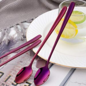 Buyer Star Long Handle Iced Tea Spoons Set of 6, 8 inch 18/10 Coffee Spoon Sets for Mixing, Cocktail Stirring, Tea, Coffee, Milkshake, Cold Drink