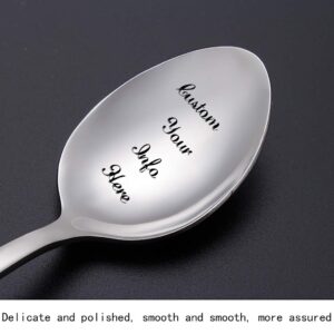 OBTIAN Custom Personalized Spoon Engraved Your Idea,Text,Massage in the Spoon Customize Awesome Stainless Steel Spoon Engraved Spoon Unique Gift for Best Friend,Lover,Parent,Child (Tip Coffee Spoon)