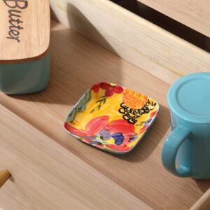 Colorful Hand Painted Spoon Rest - 4.75 Inches Ceramic Spoon Holder for Kitchen Counter Stove Top, Dishwasher Safe, Multicolor