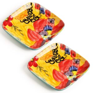 Colorful Hand Painted Spoon Rest - 4.75 Inches Ceramic Spoon Holder for Kitchen Counter Stove Top, Dishwasher Safe, Multicolor