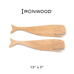 Ironwood Gourmet Tools Serving Utensils, Set of 2 Whale Salad Servers, Brown