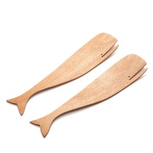 Ironwood Gourmet Tools Serving Utensils, Set of 2 Whale Salad Servers, Brown