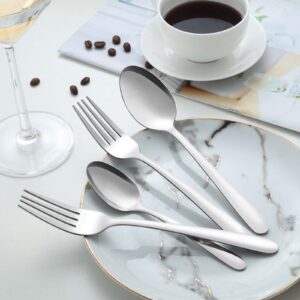 60 Pieces Dinner Forks (7.1 inches) and Teaspoons (6.2 inches), Pleafind Forks Silverware and Teaspoons, Contains 24 Pieces Forks and 36 Pieces Teaspoons, Use for Home, Kitchen, Restaurant