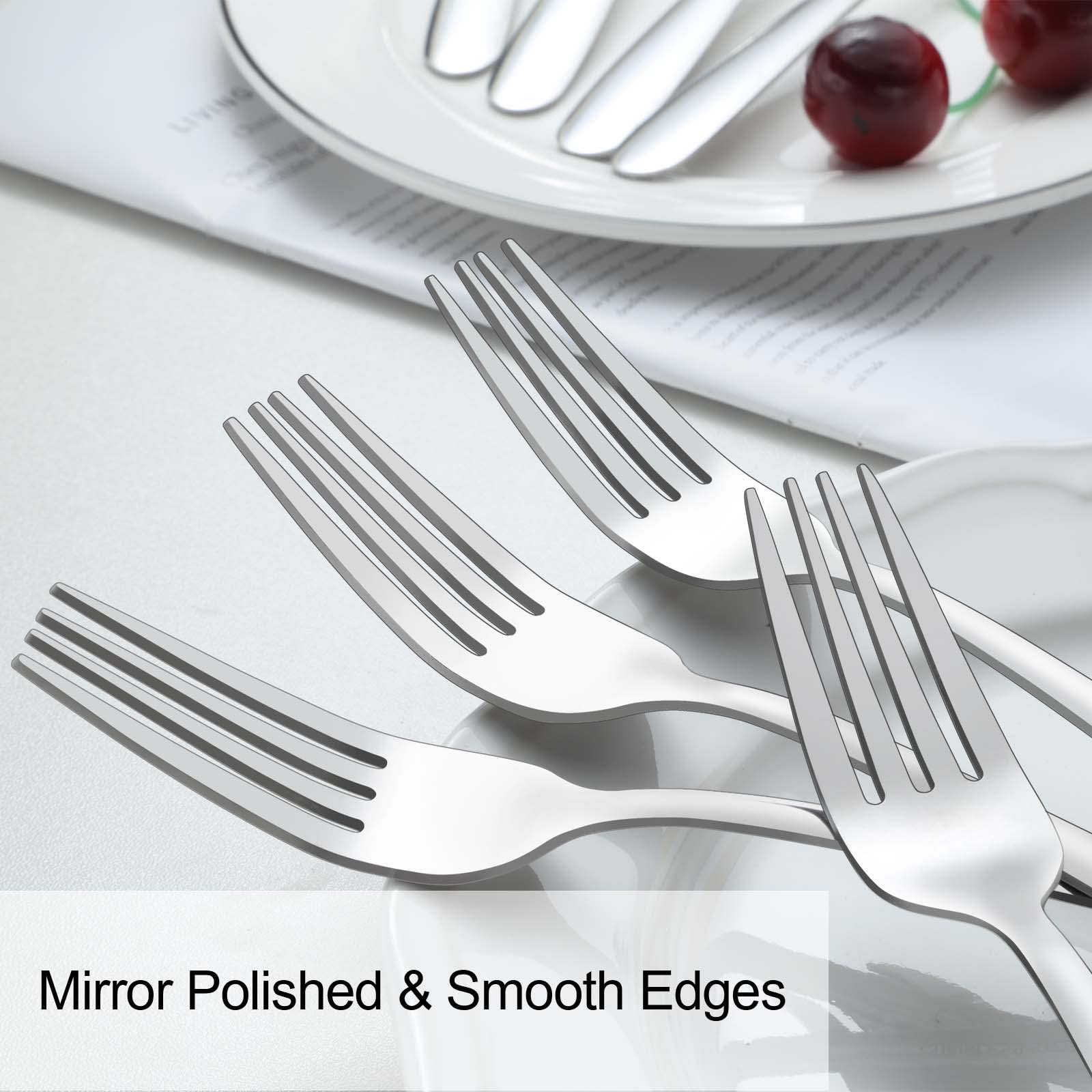 60 Pieces Dinner Forks (7.1 inches) and Teaspoons (6.2 inches), Pleafind Forks Silverware and Teaspoons, Contains 24 Pieces Forks and 36 Pieces Teaspoons, Use for Home, Kitchen, Restaurant