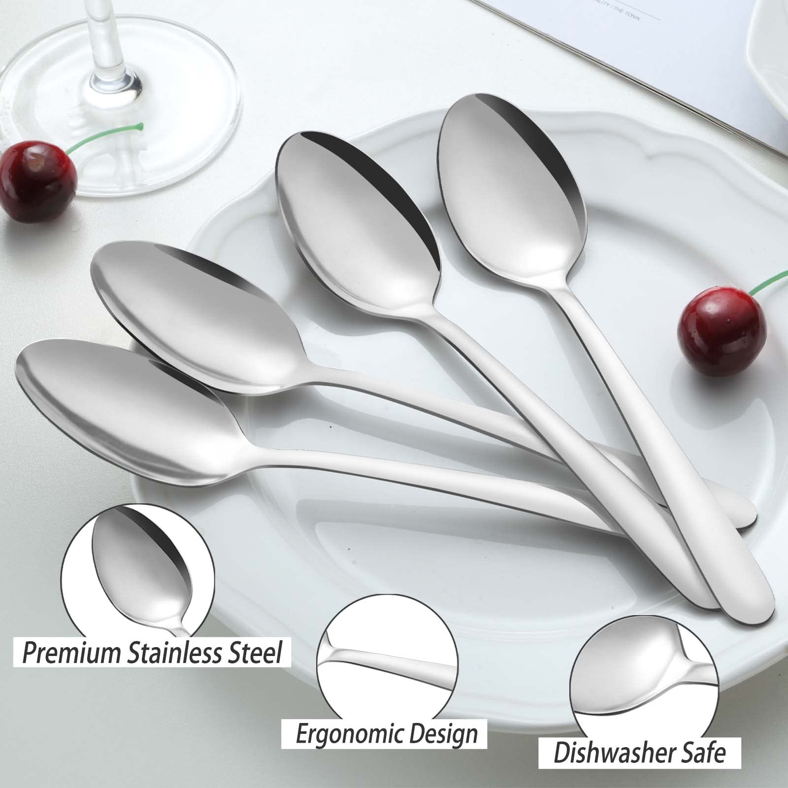 60 Pieces Dinner Forks (7.1 inches) and Teaspoons (6.2 inches), Pleafind Forks Silverware and Teaspoons, Contains 24 Pieces Forks and 36 Pieces Teaspoons, Use for Home, Kitchen, Restaurant