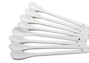 set of 4 white long handle ceramic spoons for tea coffee ice cream cutlery mixer