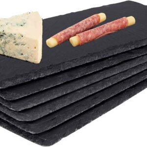 EATHEATY 6 PACK 12x6 Inch Large Slate Cheese Board, Natural Stone Serving Plates, Black Charcuterie board Cutting Board, Gourmet Serving Platter Tray for Cheese Sushi Pastry bread Snack Meat Pastry