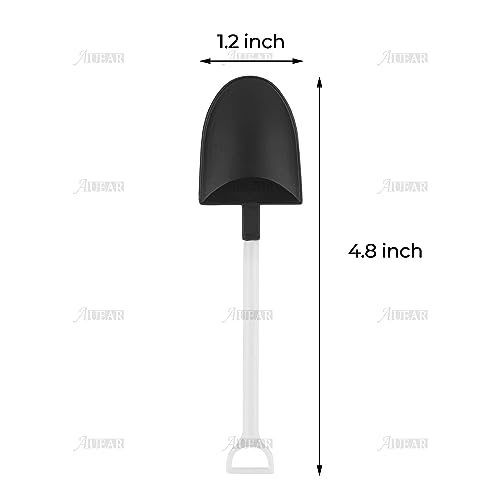 AUEAR 100 Pack Mini Shovel Shape Spoons Black Plastic Shovel Disposable Cute Dessert Spoons for Ice Cream Pudding Yogurtn