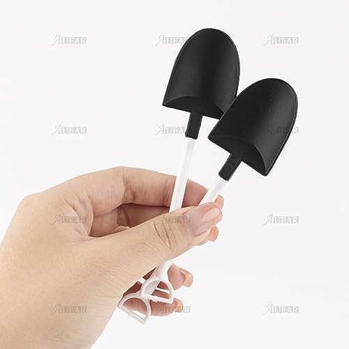 AUEAR 100 Pack Mini Shovel Shape Spoons Black Plastic Shovel Disposable Cute Dessert Spoons for Ice Cream Pudding Yogurtn