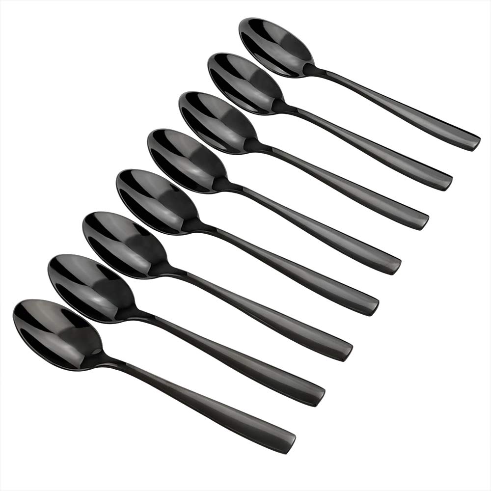 Teyyvn 8-Pack Black Stainless Steel Coffee Spoons, Demitasse Espresso Spoons Set