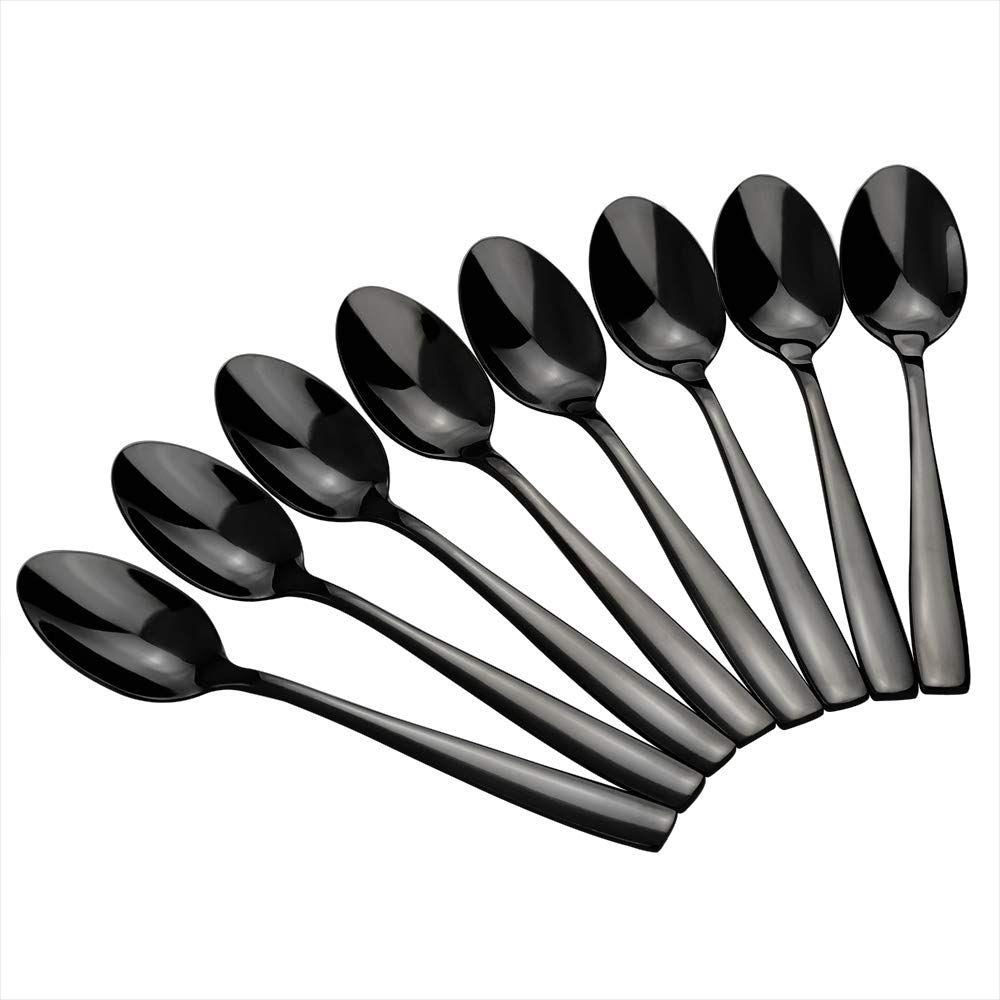 Teyyvn 8-Pack Black Stainless Steel Coffee Spoons, Demitasse Espresso Spoons Set