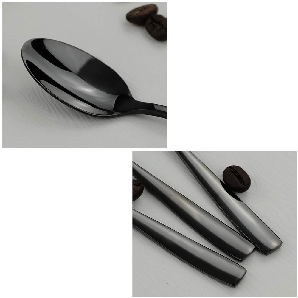 Teyyvn 8-Pack Black Stainless Steel Coffee Spoons, Demitasse Espresso Spoons Set