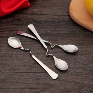 6 Sets of Stainless Steel Mini Coffee Spoons Mixing Spoons Cake Dessert Spoons Horizontal Hanging Spoons