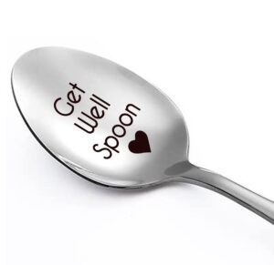 family kitchen funny get well spoon engraved stainless steel spoon, coffee soup spoon for friends mom sister colleague boss birthday graduation christmas recovery gift