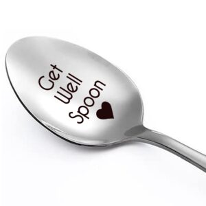 family Kitchen Funny Get Well Spoon Engraved Stainless Steel Spoon, Coffee Soup Spoon for Friends Mom Sister Colleague Boss Birthday Graduation Christmas Recovery Gift