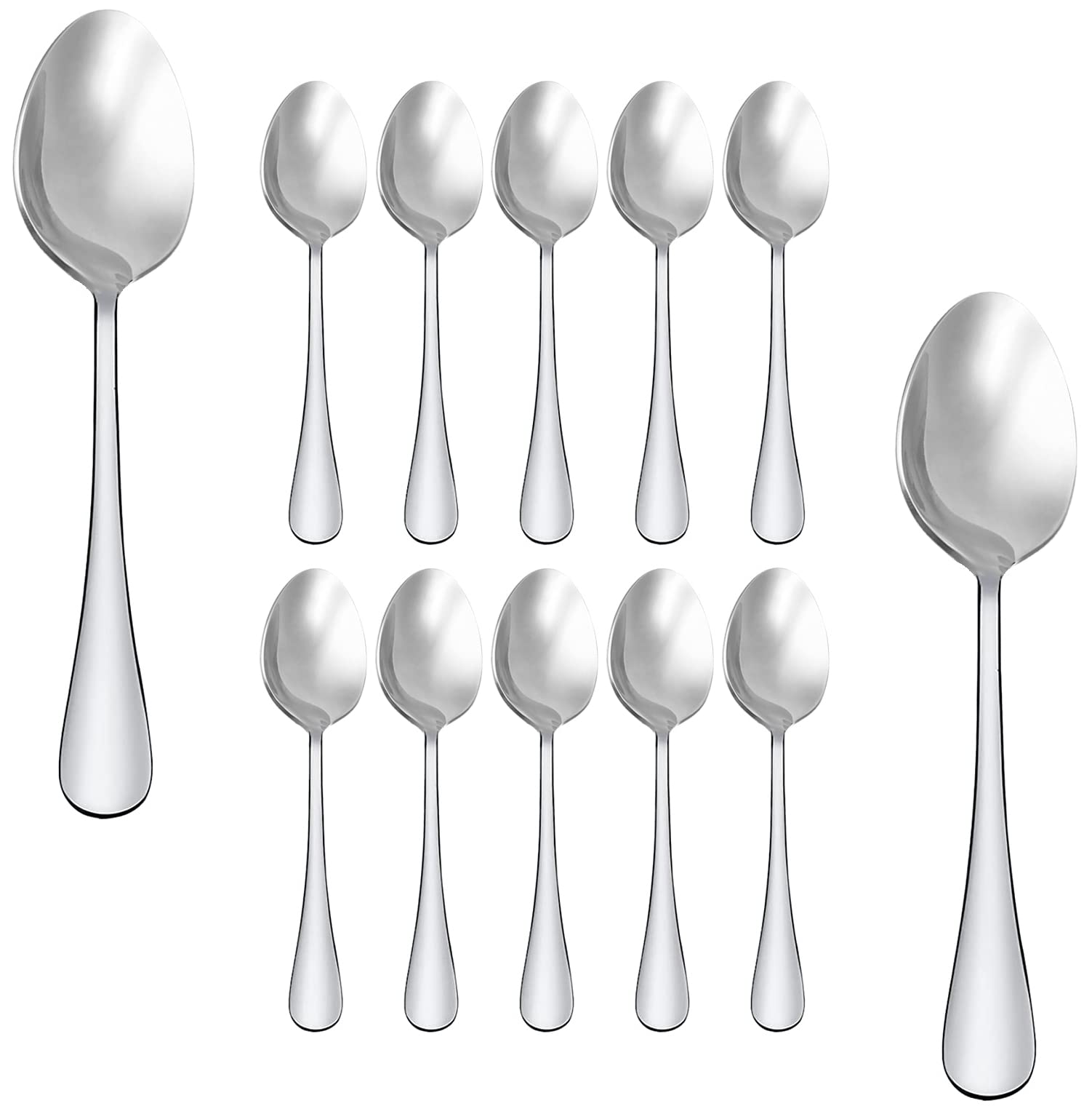 Dinner Spoon Set - Stainless Steel Spoons Set Of 12 | Food Grade Spoons - Tea Spoon | Durable Metal Dessert Silverware Spoon For Home, Kitchen Or Restaurant - 6.2 Inches