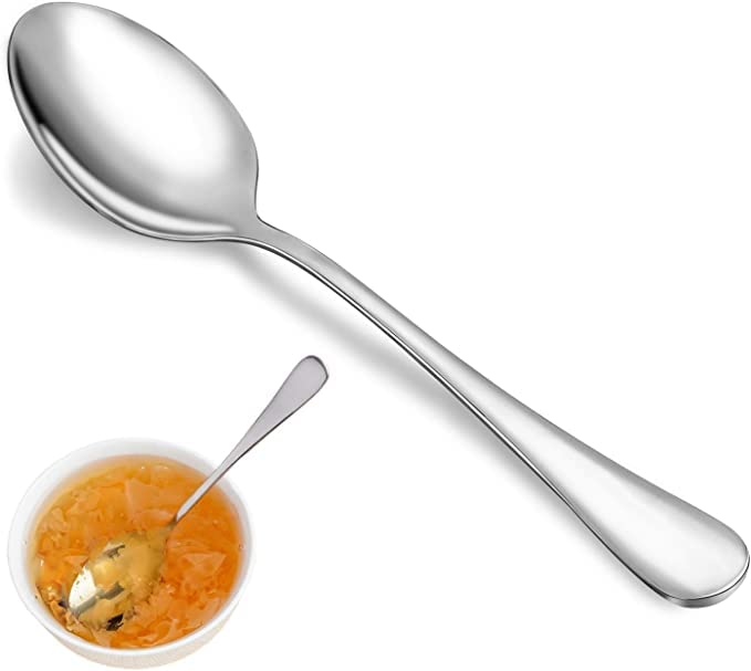 Dinner Spoon Set - Stainless Steel Spoons Set Of 12 | Food Grade Spoons - Tea Spoon | Durable Metal Dessert Silverware Spoon For Home, Kitchen Or Restaurant - 6.2 Inches