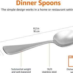 Dinner Spoon Set - Stainless Steel Spoons Set Of 12 | Food Grade Spoons - Tea Spoon | Durable Metal Dessert Silverware Spoon For Home, Kitchen Or Restaurant - 6.2 Inches