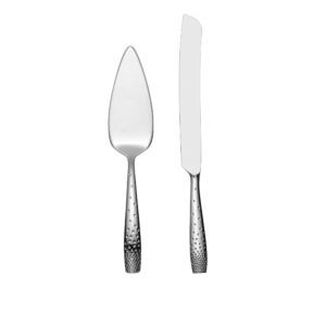 nambe dazzle cake knife and server set | 2-piece set | 12-inch | stainless steel set | wedding cutter slicer for serving cakes or pie at birthdays and events | set comes in a giftable box