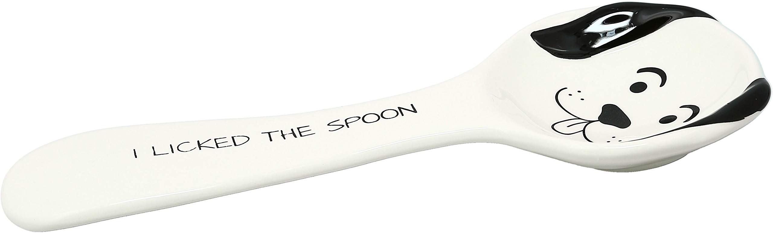 Pavilion Gift Company Dog Licked The Spoon-10 spoon rest, 10", White