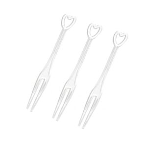 honbay 200pcs transparent white disposable fruit forks dessert forks cake forks appetizer forks plastic cocktail picks sticks cute heart shaped food picks