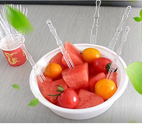 400Pcs Disposable Plastic Fruit Forks - Cocktail Sticks Plates Picks for Party Supplies Cake Snack Dessert Tasting Appetizer Forks Set (Clear)