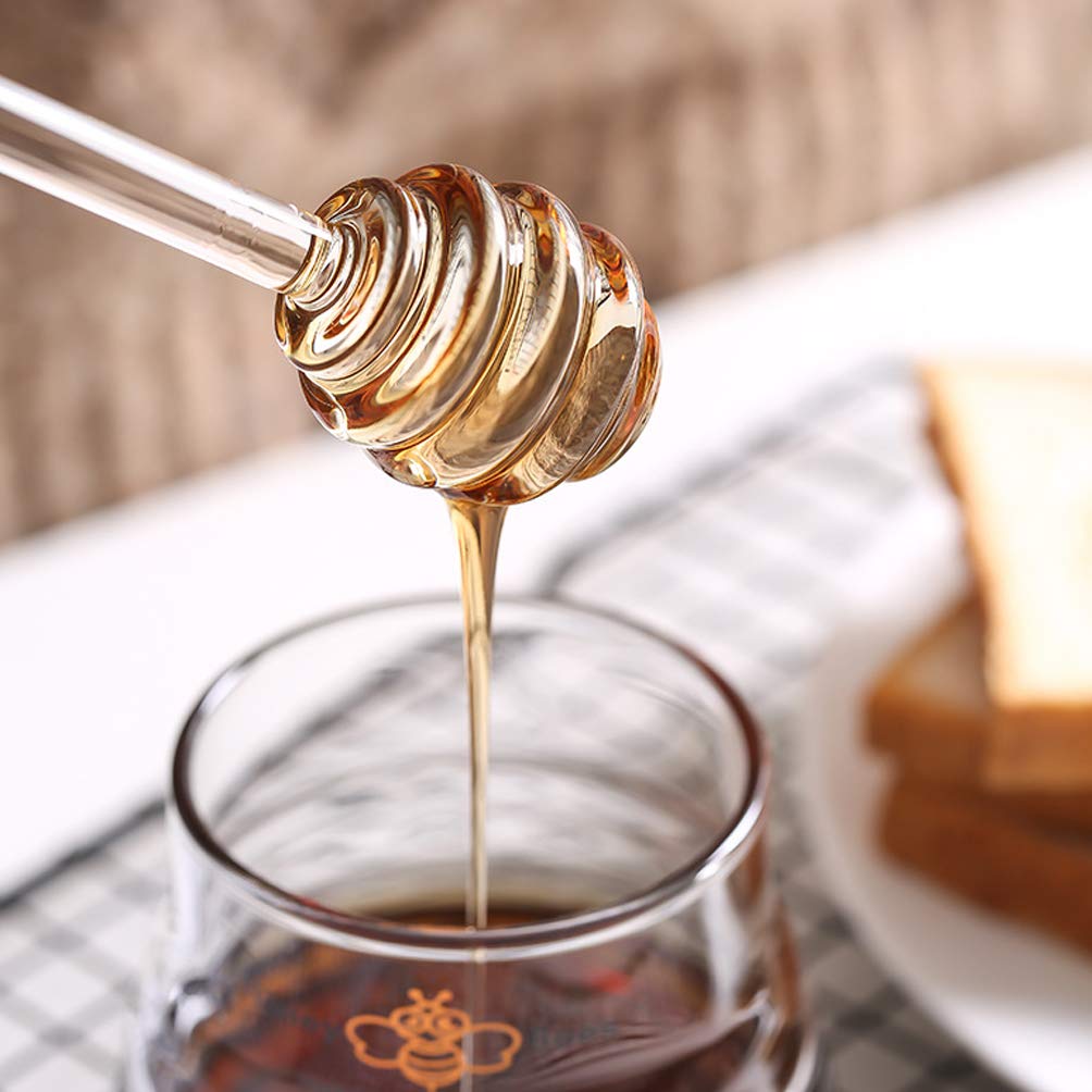 Honey Dipper Sticks Glass Honey and Syrup Dipper Stick Server for Honey Pot Jar Containers,6 inch