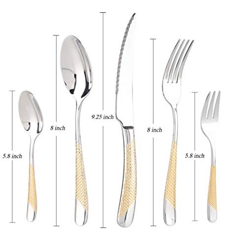 Silverware Set Stainless Steel Flatware Tableware Cutlery Set Include Knife Fork Spoon Gold Silver Cutlery Set 5 Pcs(Gold)