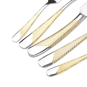 Silverware Set Stainless Steel Flatware Tableware Cutlery Set Include Knife Fork Spoon Gold Silver Cutlery Set 5 Pcs(Gold)