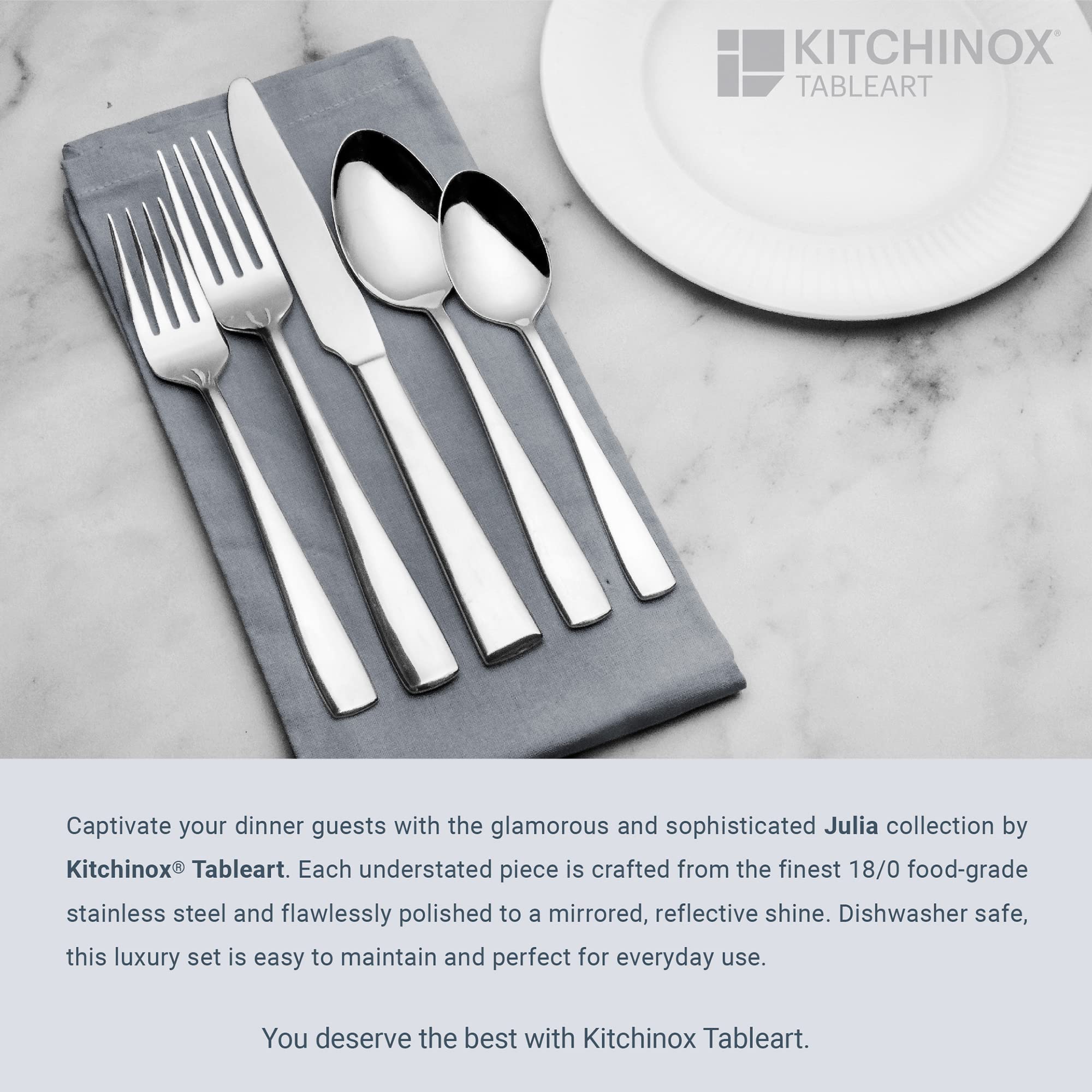 Kitchinox Flatware, Service for 4/20 Piece Set, Julia