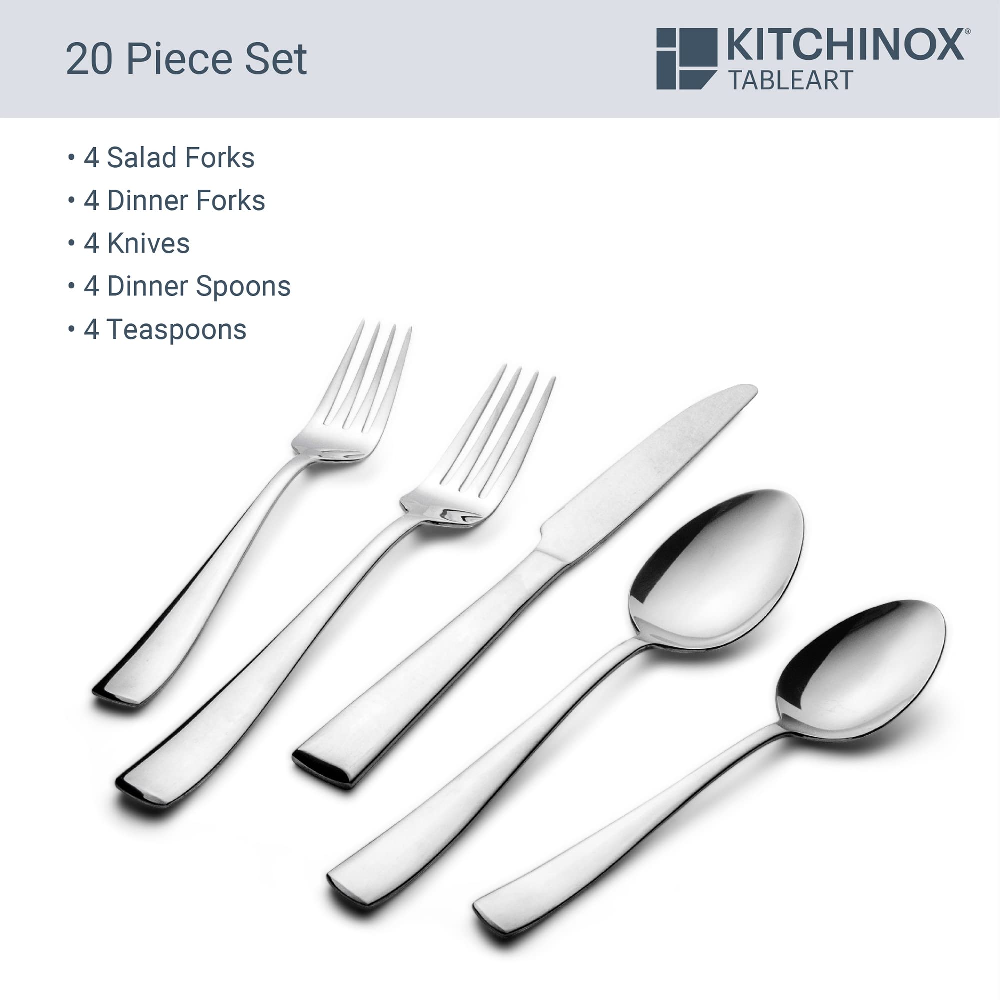 Kitchinox Flatware, Service for 4/20 Piece Set, Julia