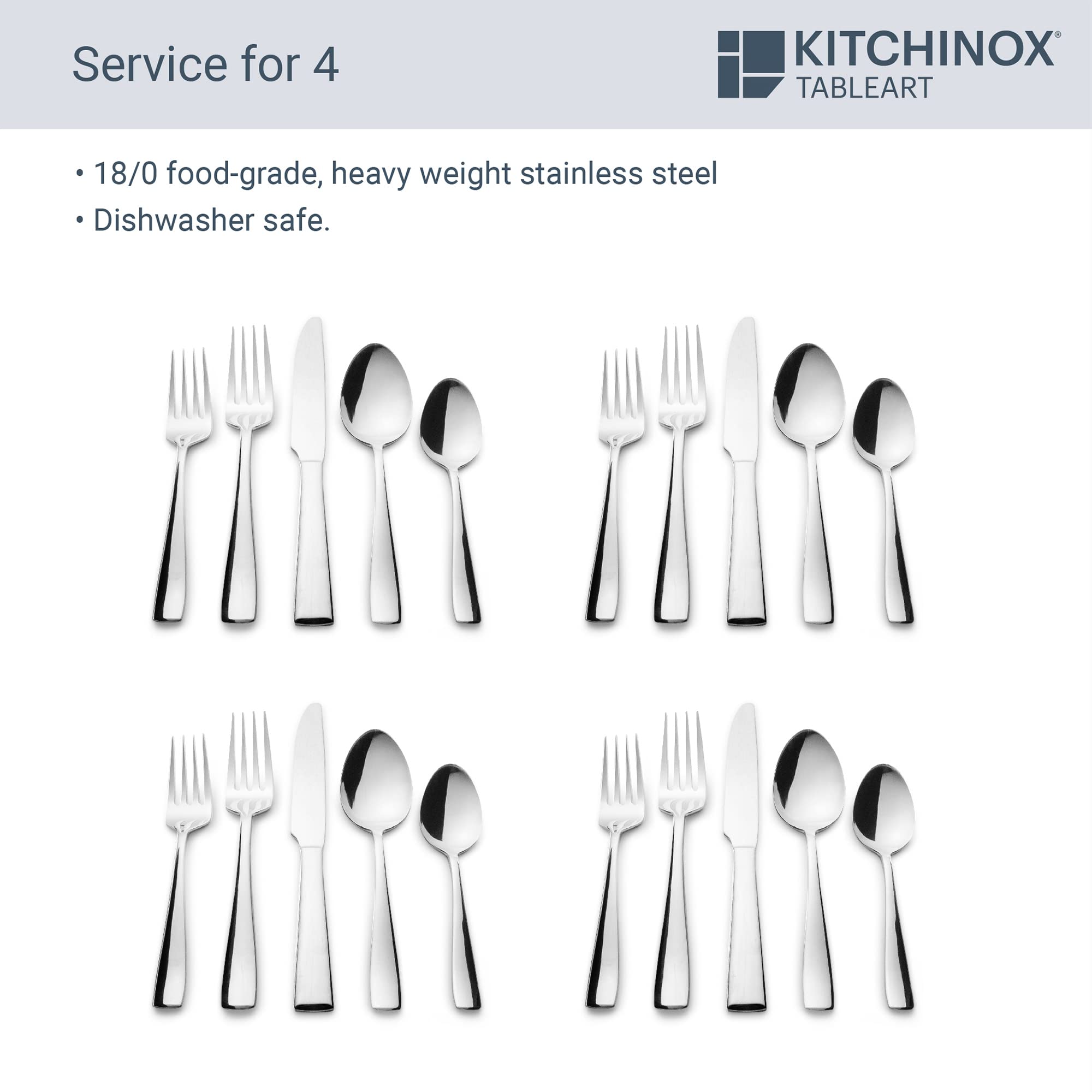 Kitchinox Flatware, Service for 4/20 Piece Set, Julia